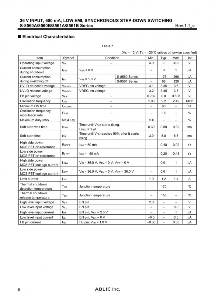 S-8560A/B technical document page 6
