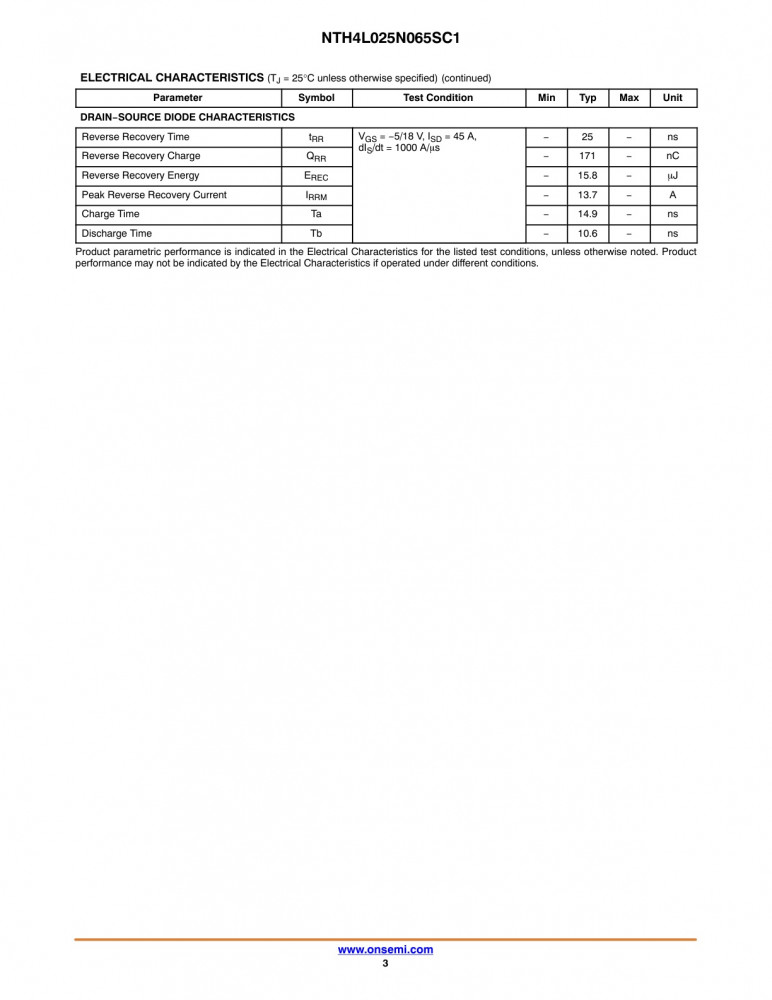 NTH4L025N065SC1 datasheet page 3