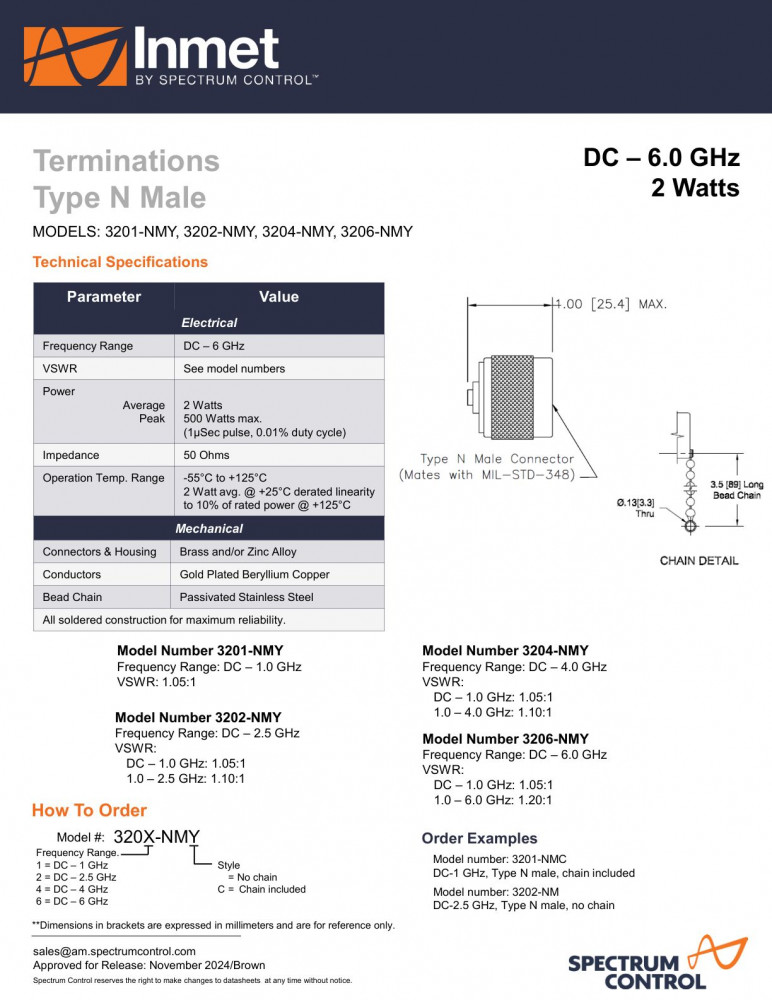 Spectrum Control Type N male RF termination documentation page
