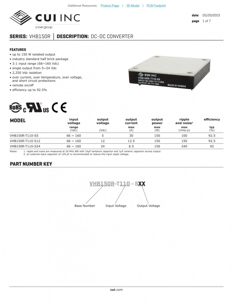 VHB150R-T110-S24 datasheet page 1