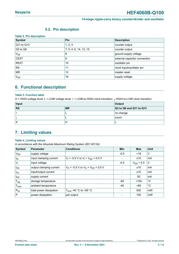 HEF4060BT118 datasheet page 3