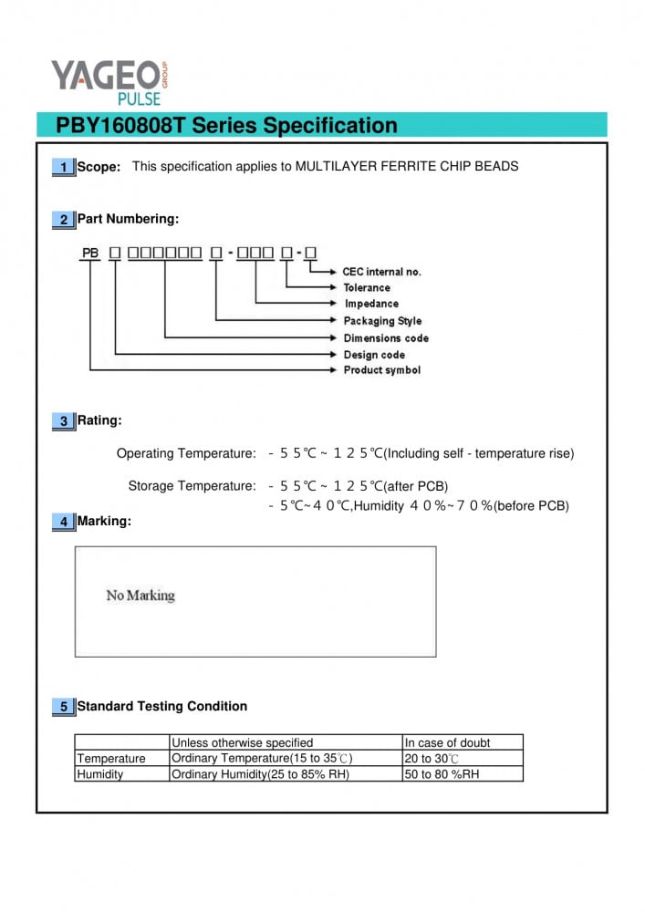 PBY160808T-190Y-N specification page 2