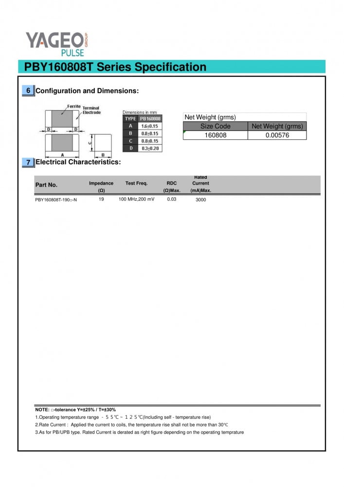 PBY160808T-190Y-N specification page 3