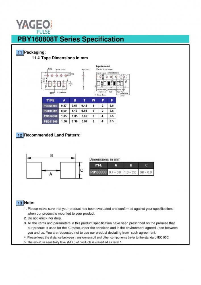 PBY160808T-190Y-N specification page 8