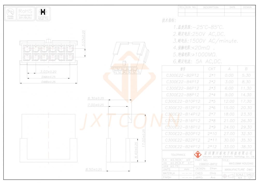C300E22-B10P12 technical drawing page