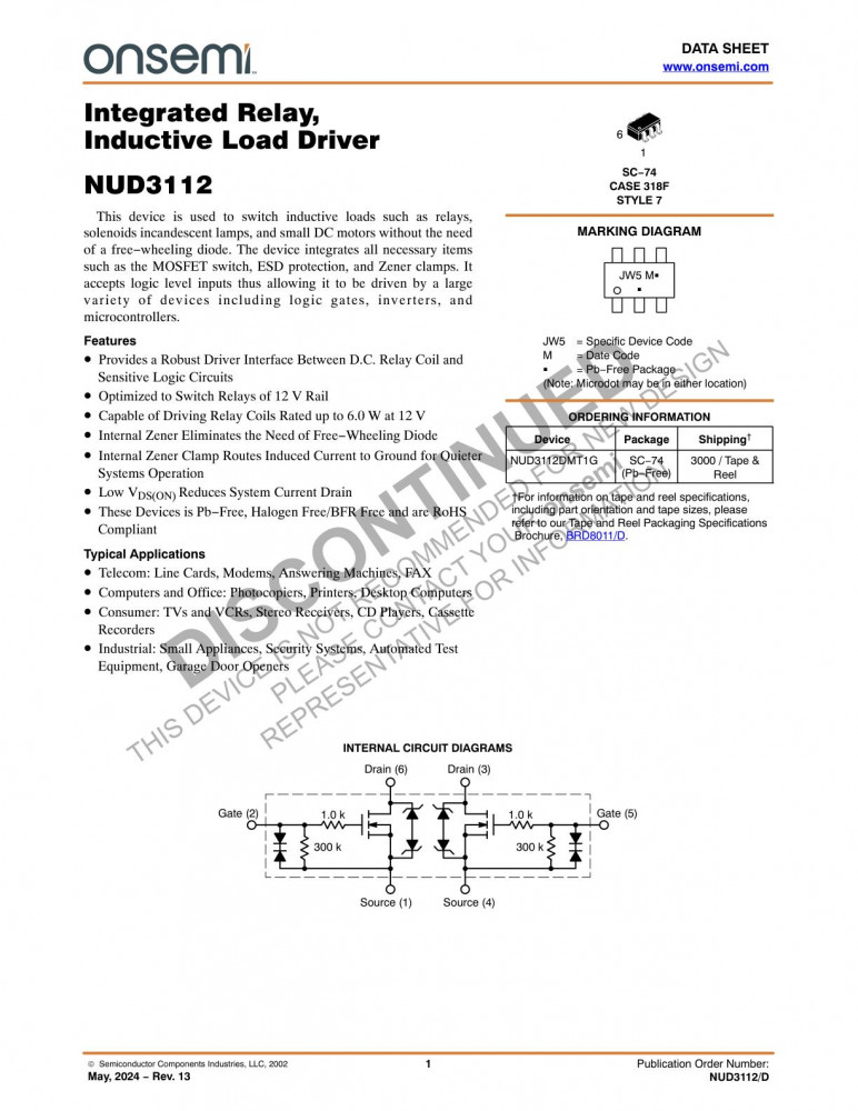 NUD3112 datasheet page 1