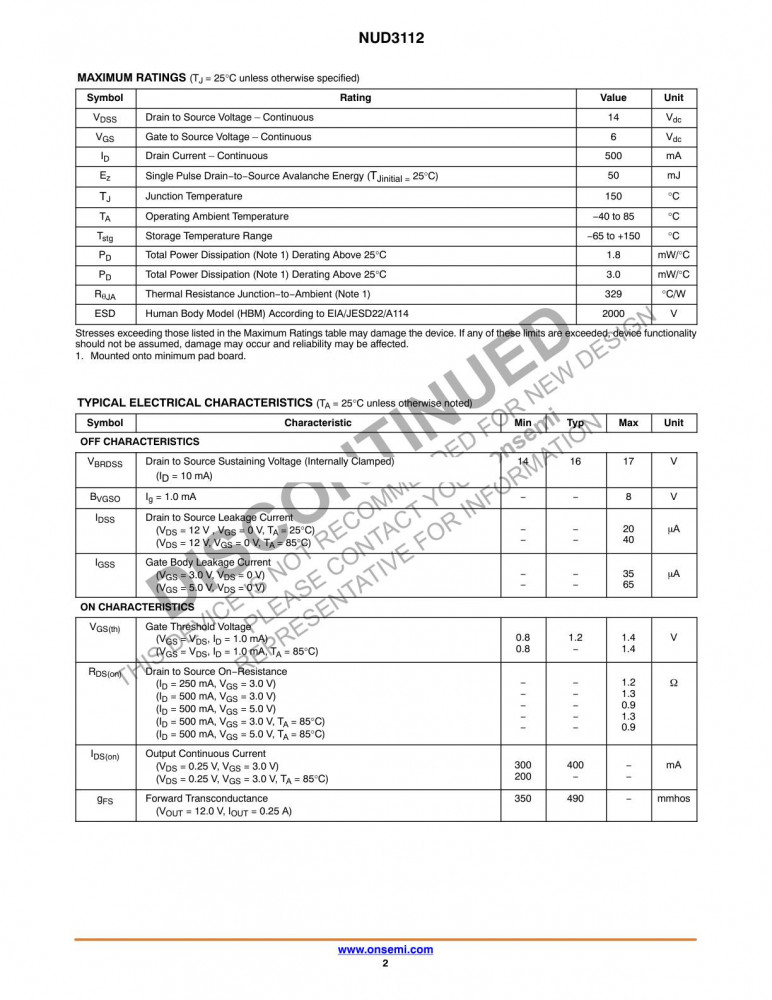 NUD3112 datasheet page 2