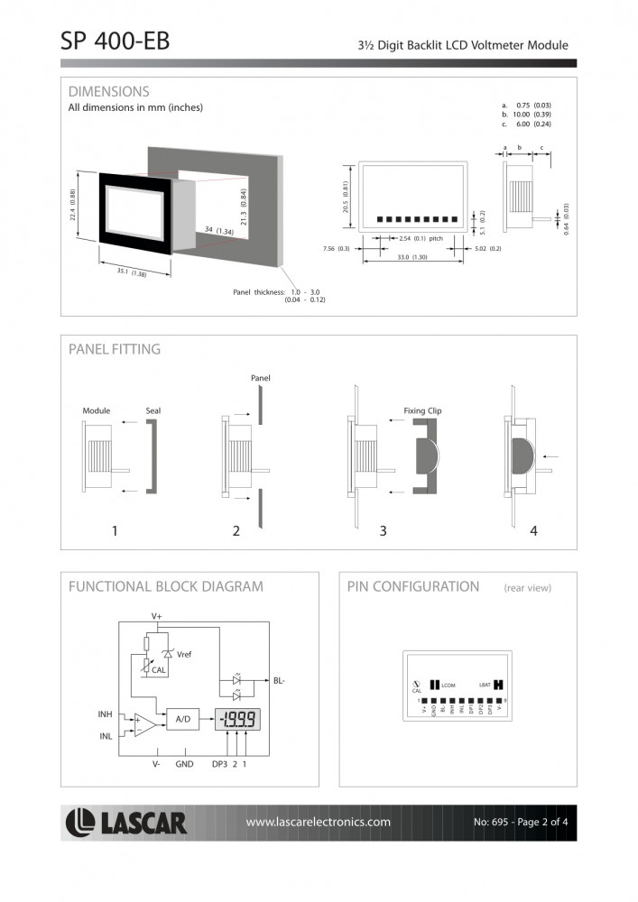 SP 400-EB-W technical document page 2