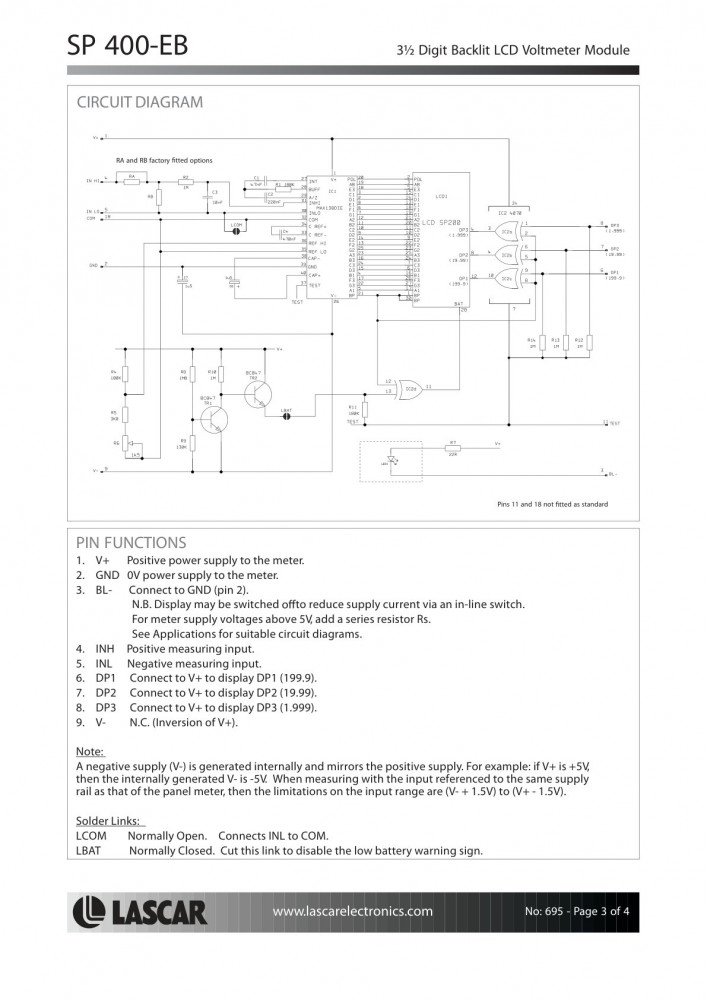 SP 400-EB-W technical document page 3