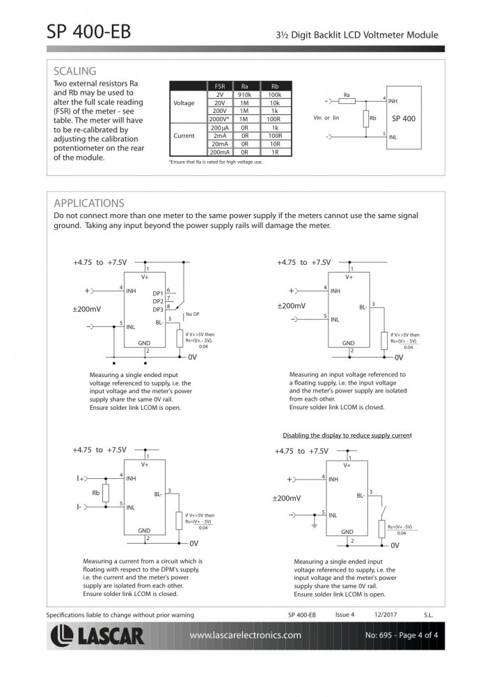 SP 400-EB-W technical document page 4