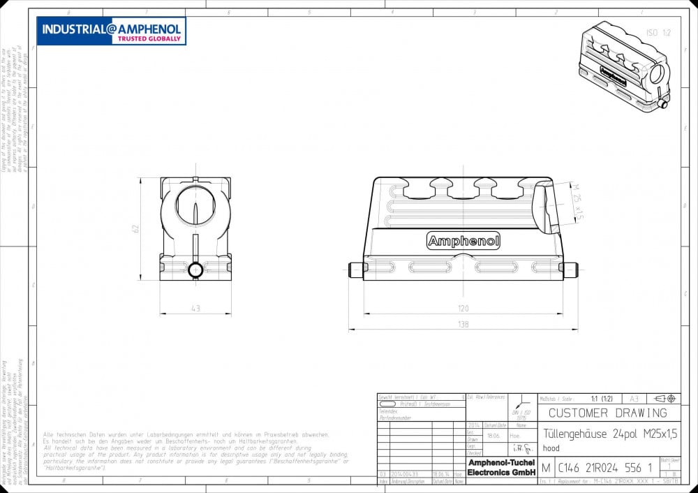 Amphenol C146 21R024 556 1 customer drawing