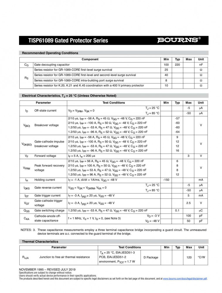 TISP61089DR-S datasheet page 3