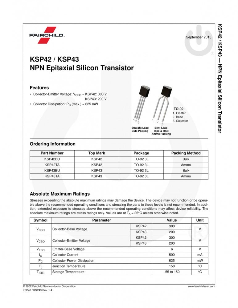 KSP42BU datasheet page 2
