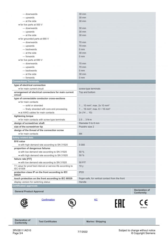 3RV28111AD10 datasheet page 3
