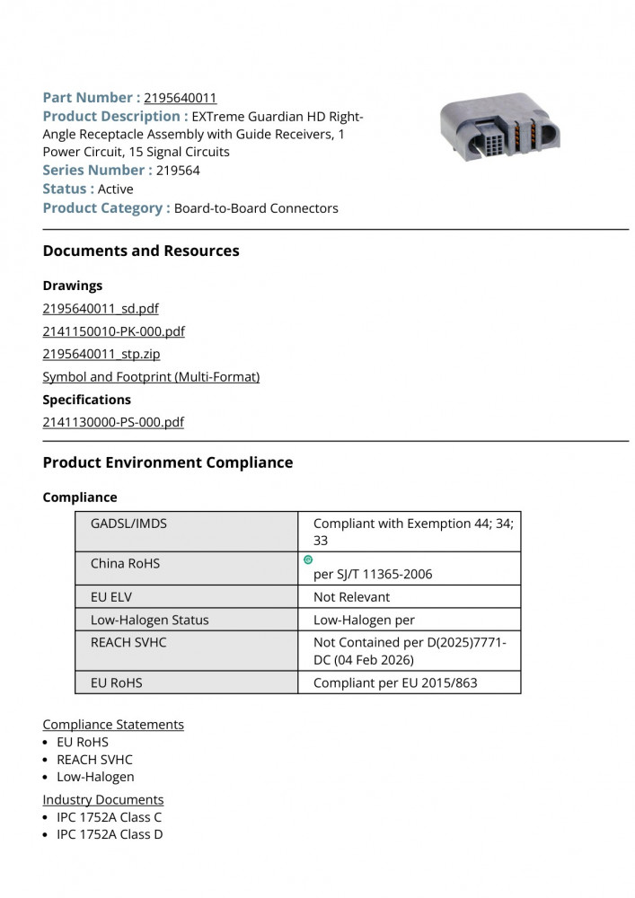 MOLEX 2195640011 technical document image 1