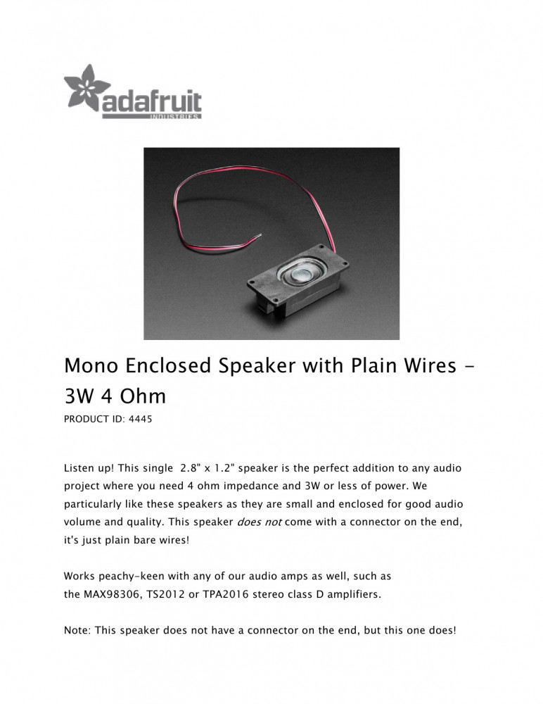 Adafruit 4445 technical document page 1