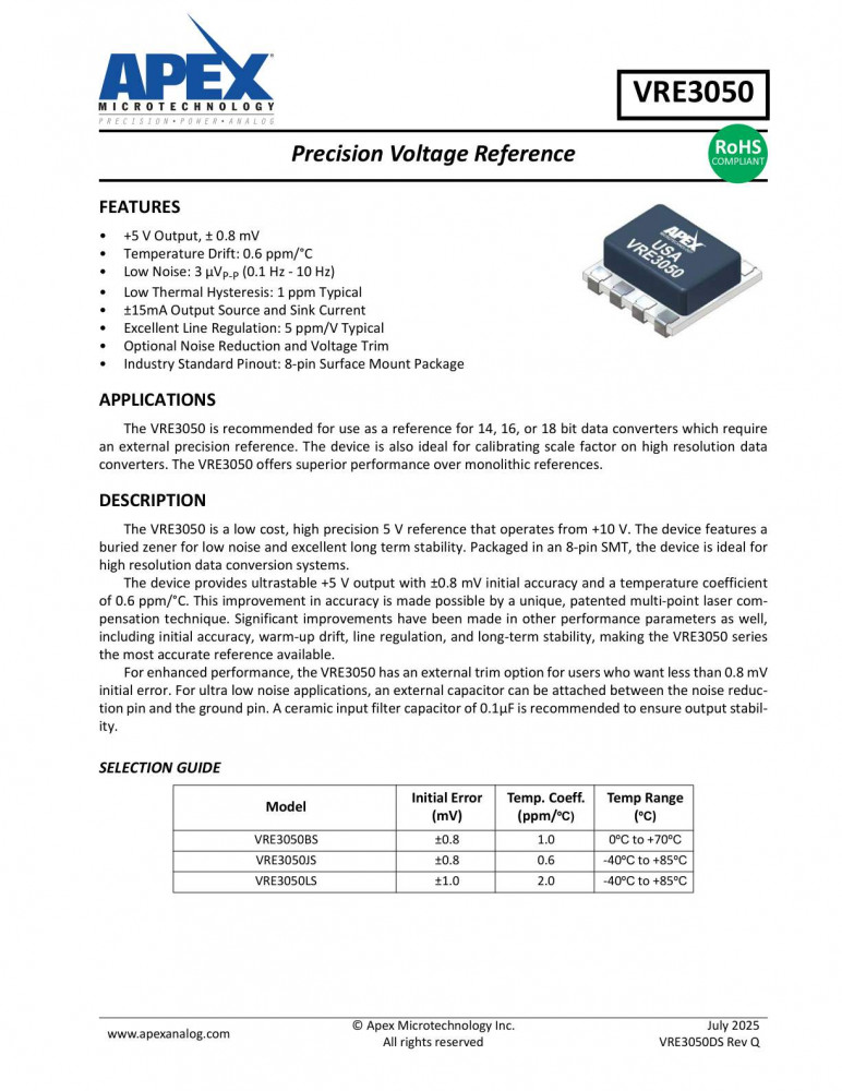 VRE3050 datasheet page 1