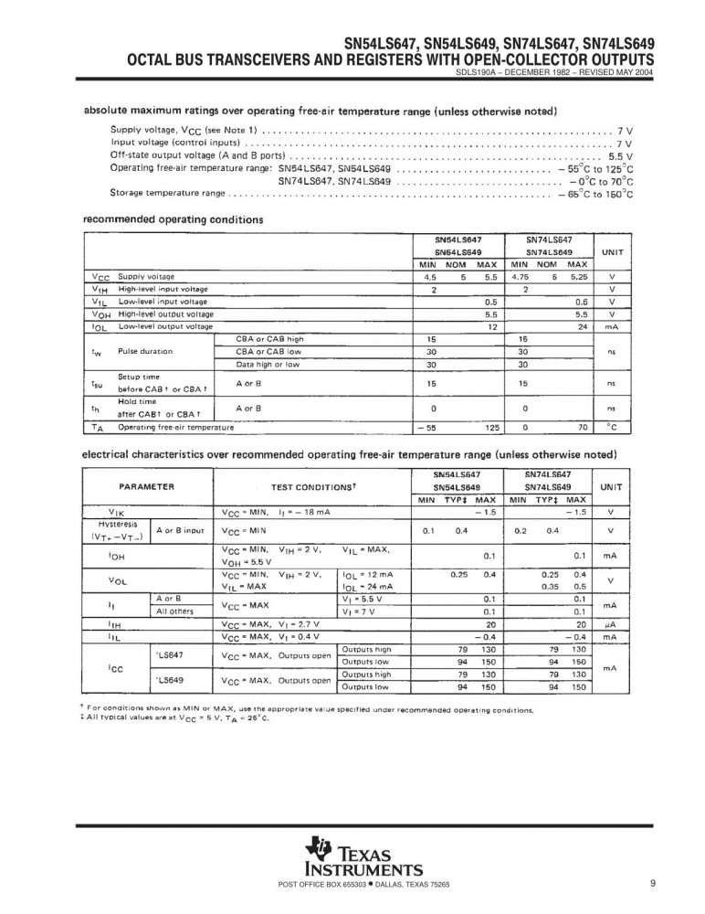 SN74LS646NS technical document page 10