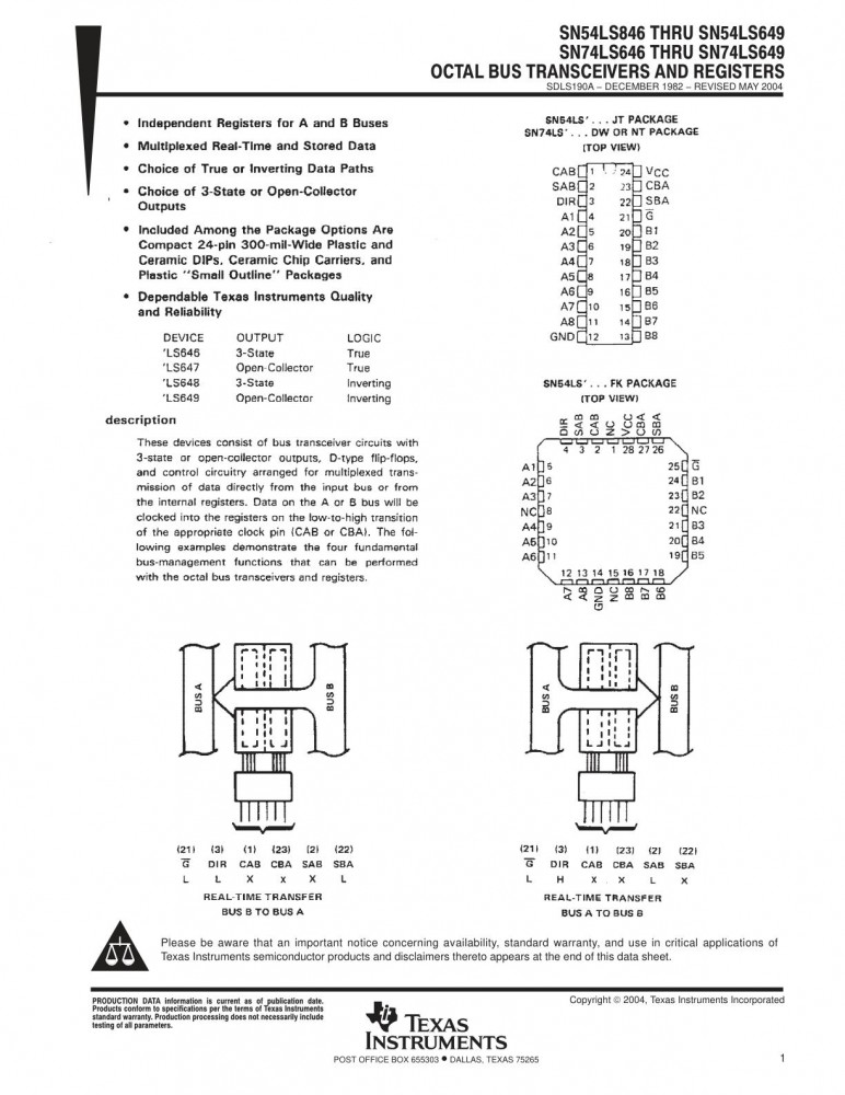 SN74LS646NS technical document page 2