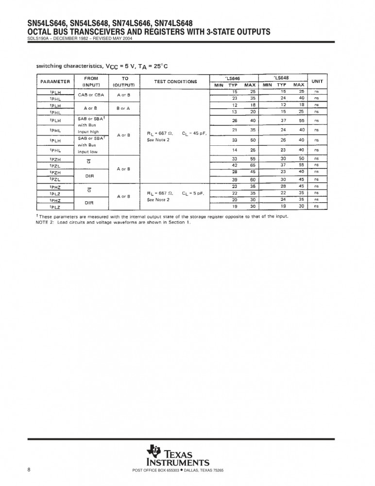 SN74LS646NS technical document page 9