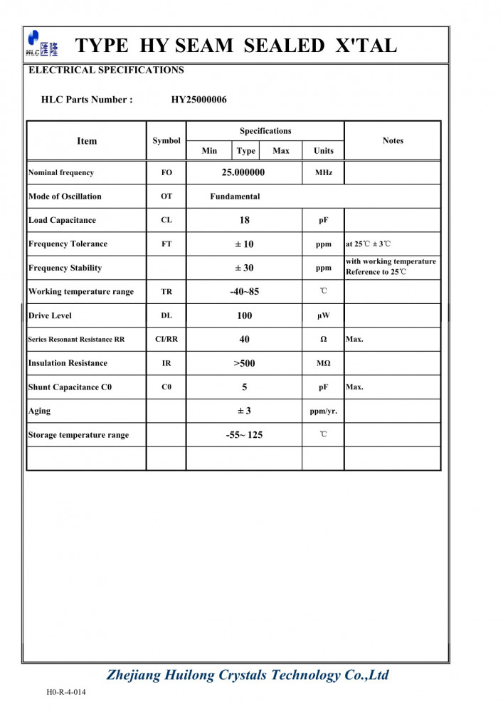 HY25000006 specification page 2