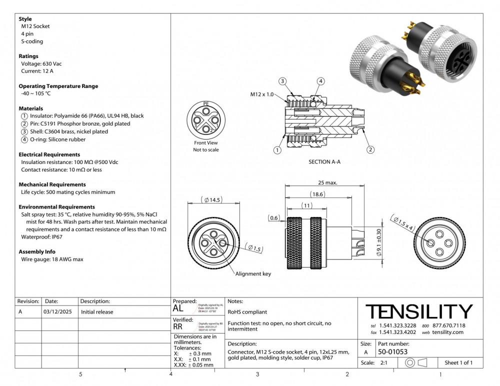 Tensility International 50-01053 product drawing