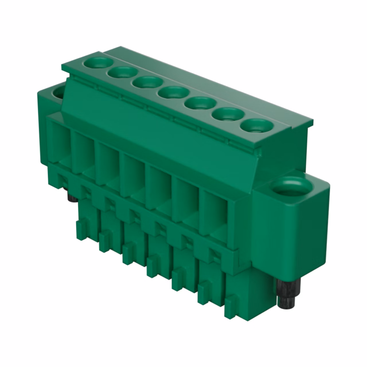 3.50mm Pitch Eurostyle Vertical Plug, with Retention Screws, Front Wire Entry, Green Housing, 7 Circuits for sale