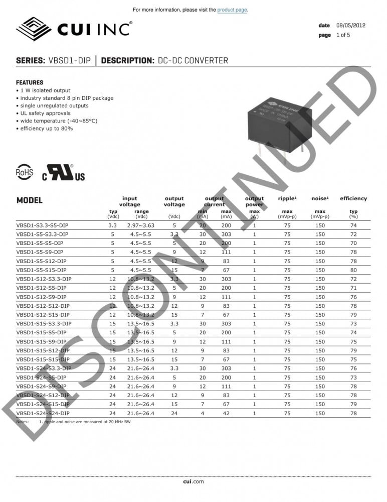 VBSD1-DIP datasheet page 1