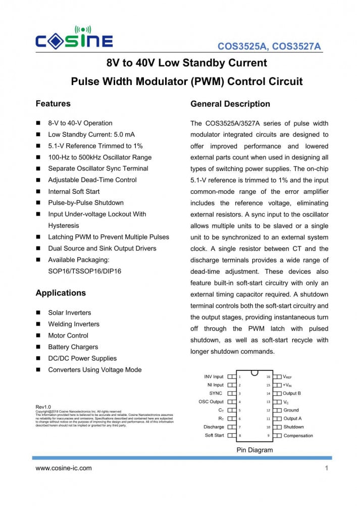 COS3525AP datasheet page 1