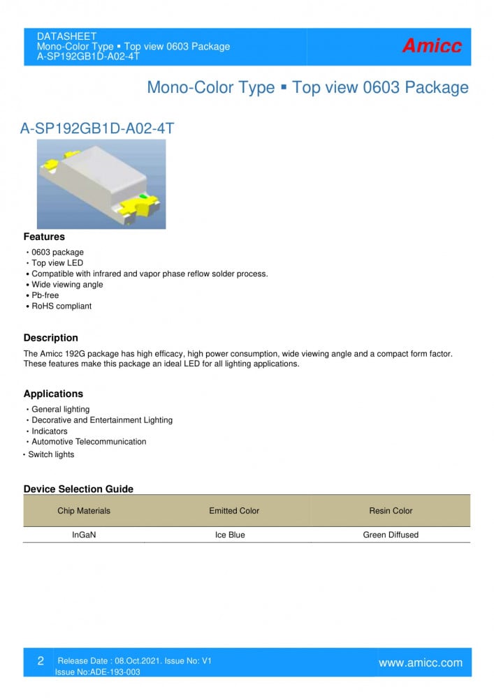 A-SP192GB1D-A02-4T datasheet page 2