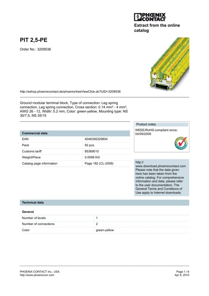 PT 2,5-PE technical document page 1