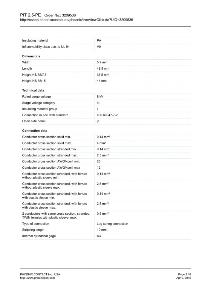 PT 2,5-PE technical document page 2