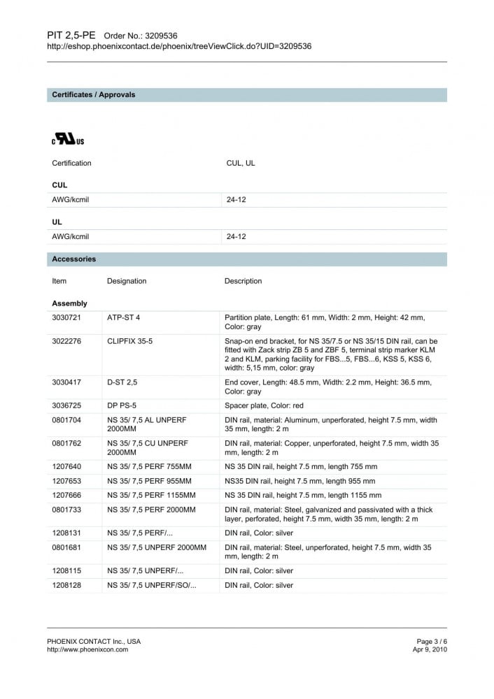 PT 2,5-PE technical document page 3