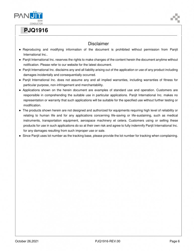 PJQ1916 datasheet page 6