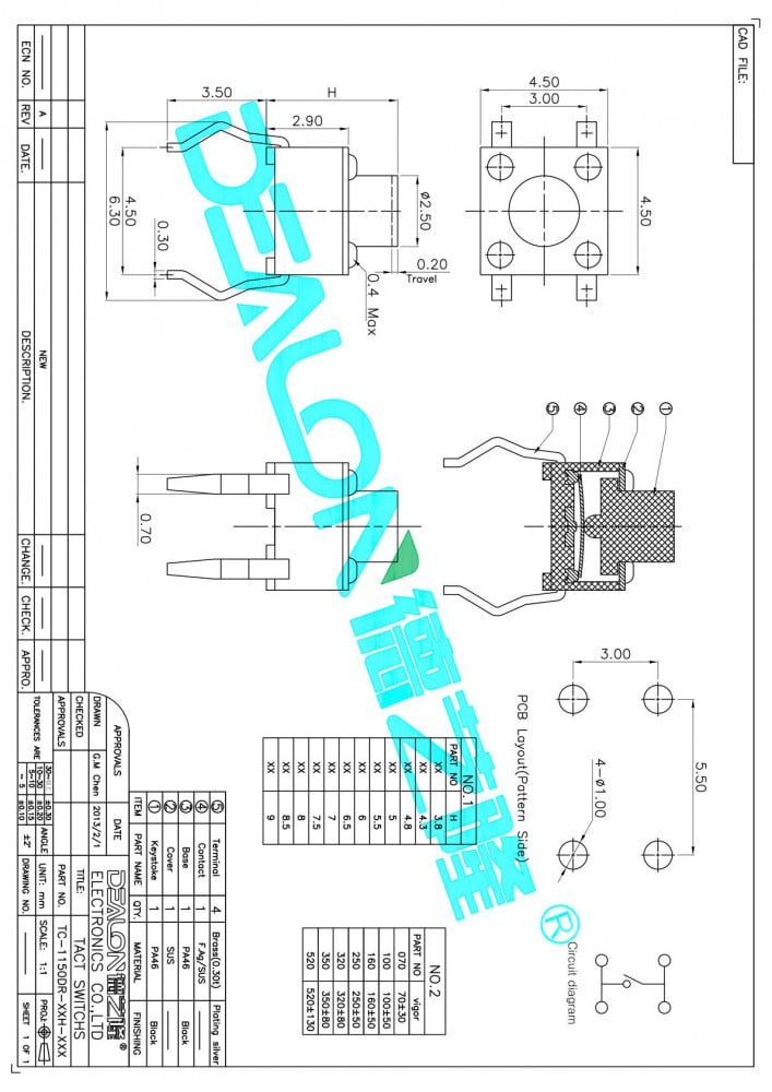 DEALON TC-1150DR drawing page