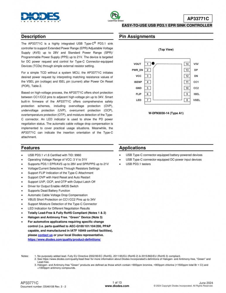 AP33771C datasheet page 1