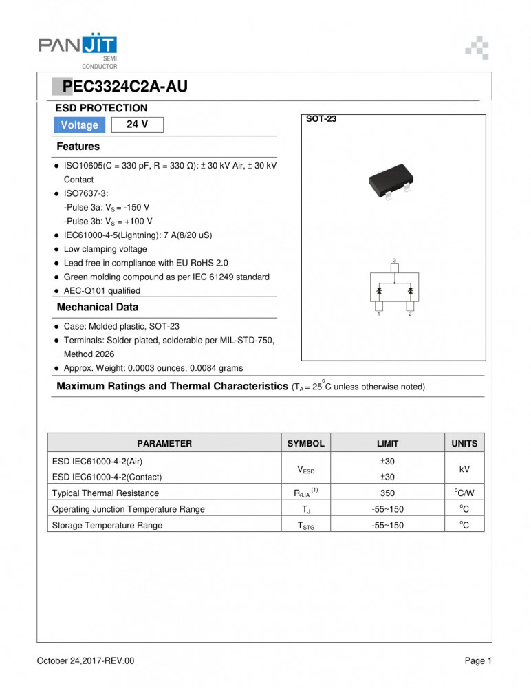 PEC3324C2A-AU technical document page 1