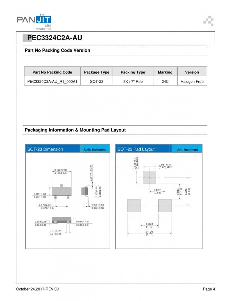 PEC3324C2A-AU technical document page 4