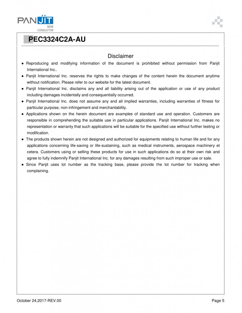 PEC3324C2A-AU technical document page 5
