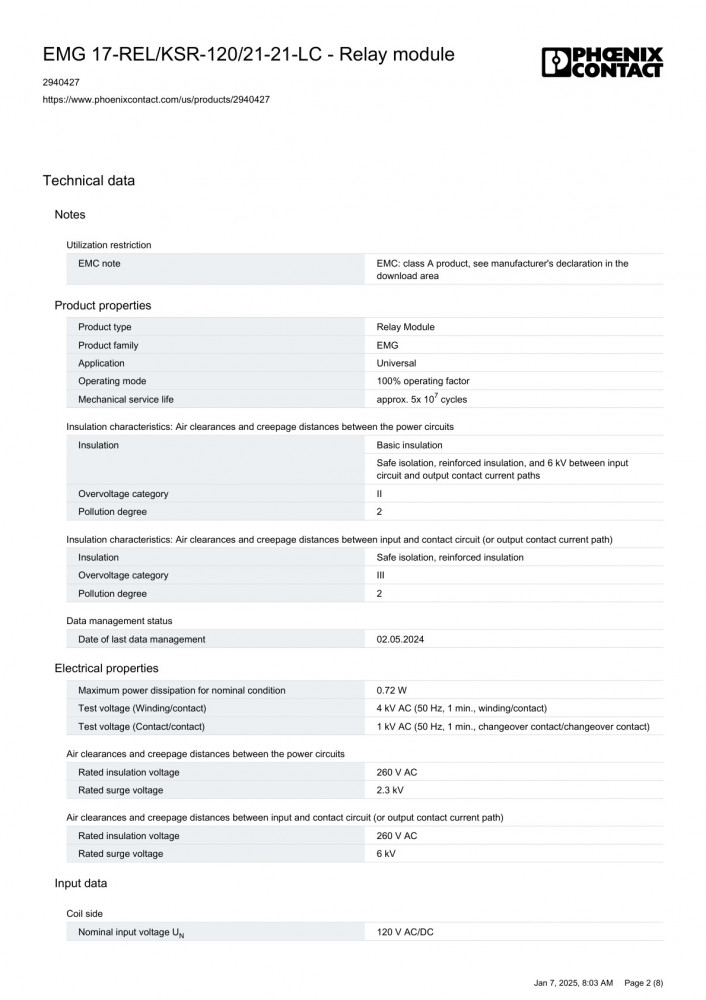 Phoenix Contact 2940427 technical document page 2