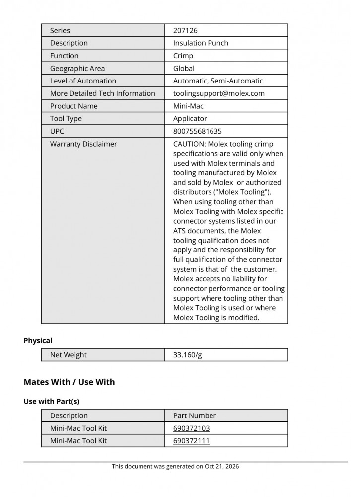 Product document image 2 for Molex 690392507