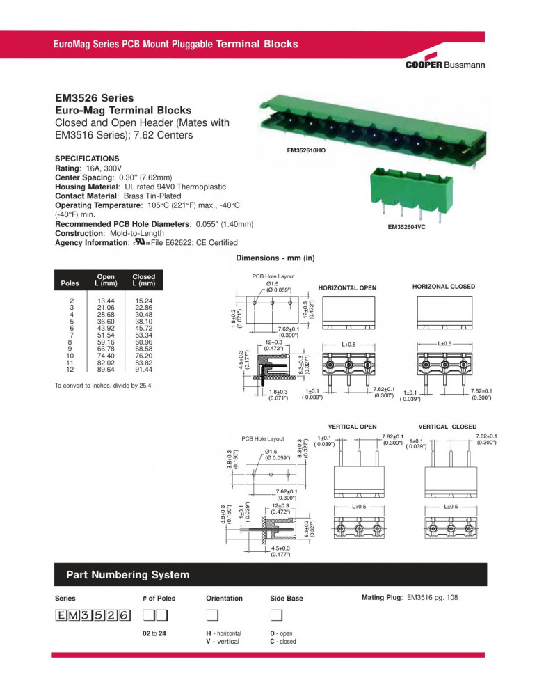 EATON EM3526 series technical document page