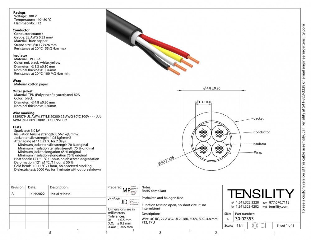 Technical specification sheet image for Tensility International part 30-02353