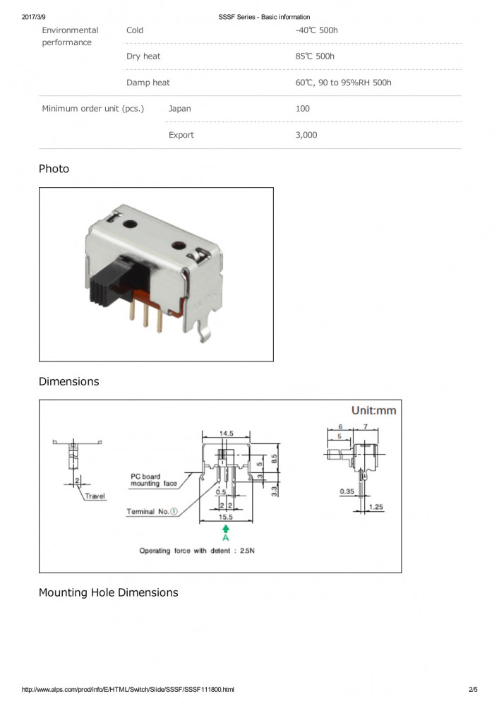 SSSF111800 dimensions drawing