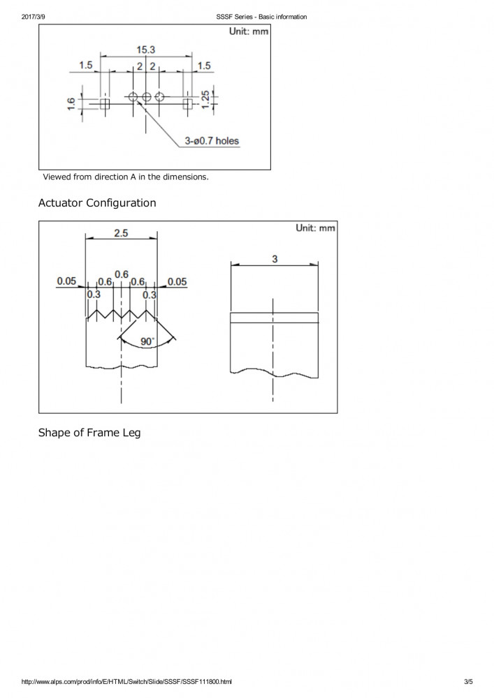 SSSF111800 mounting hole dimensions