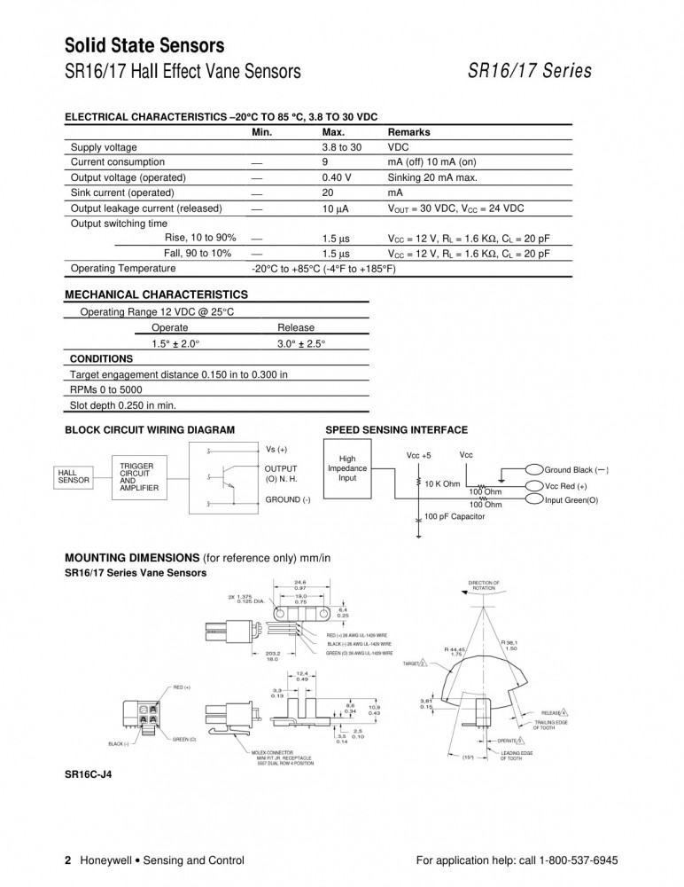 Honeywell SR16C-J4 datasheet page 3