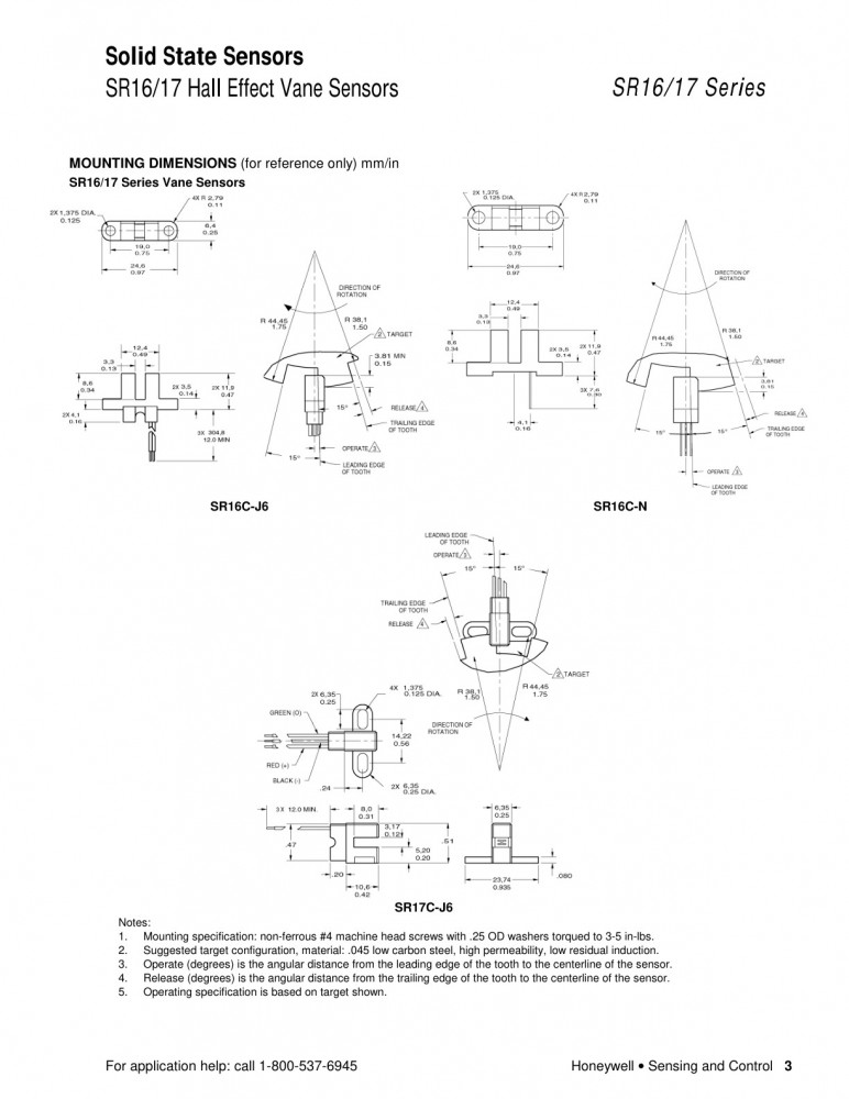 Honeywell SR16C-J4 datasheet page 4