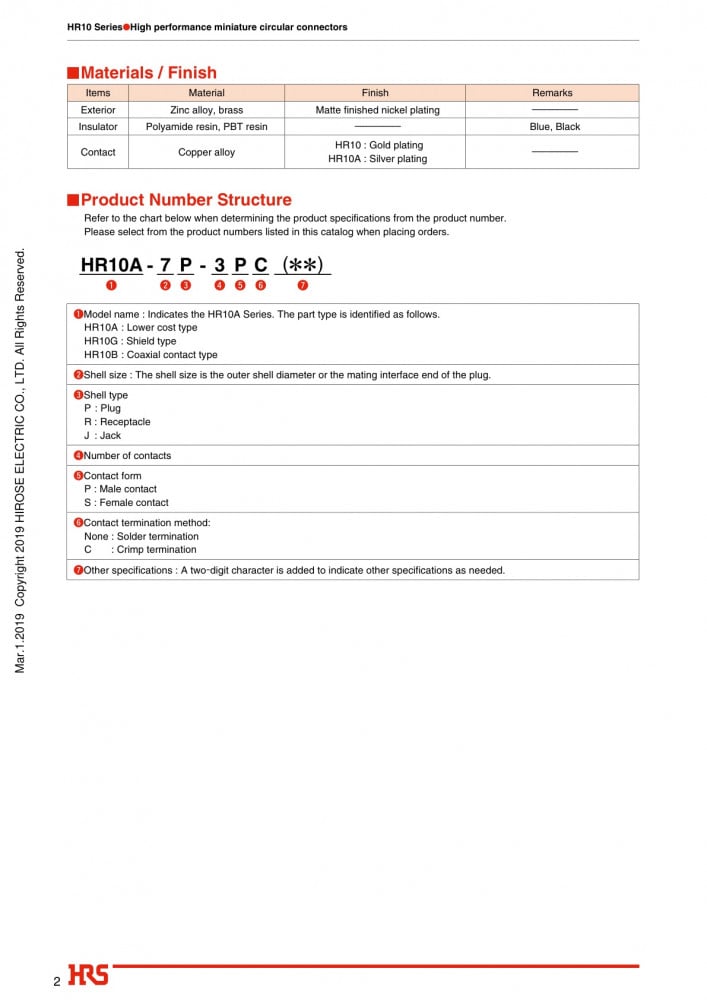 HRS HR10 datasheet page 2