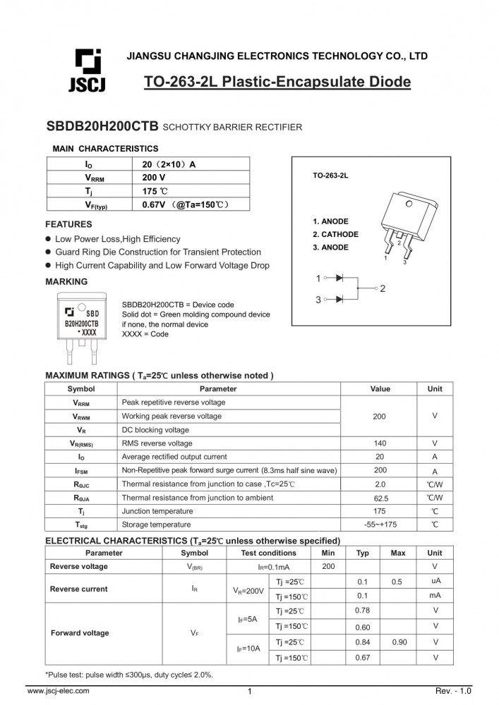 SBDB20H200CTB datasheet page 1