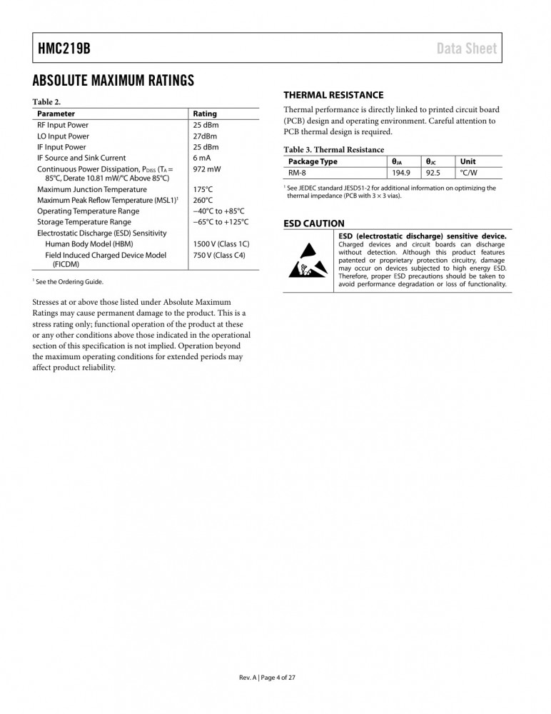 HMC219B datasheet page 4